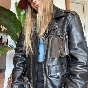 Spell | Jackets & Coats | Vintage Leather Fringe Jacket Belt Buckle ...